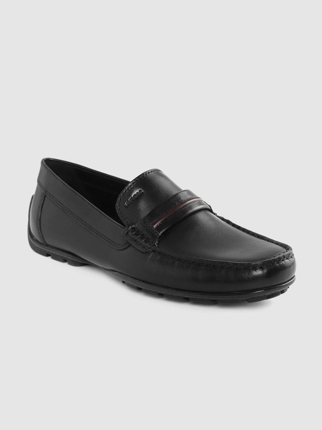 Buy Geox Men Black Solid Leather Semiformal Driving Shoes - Formal ...