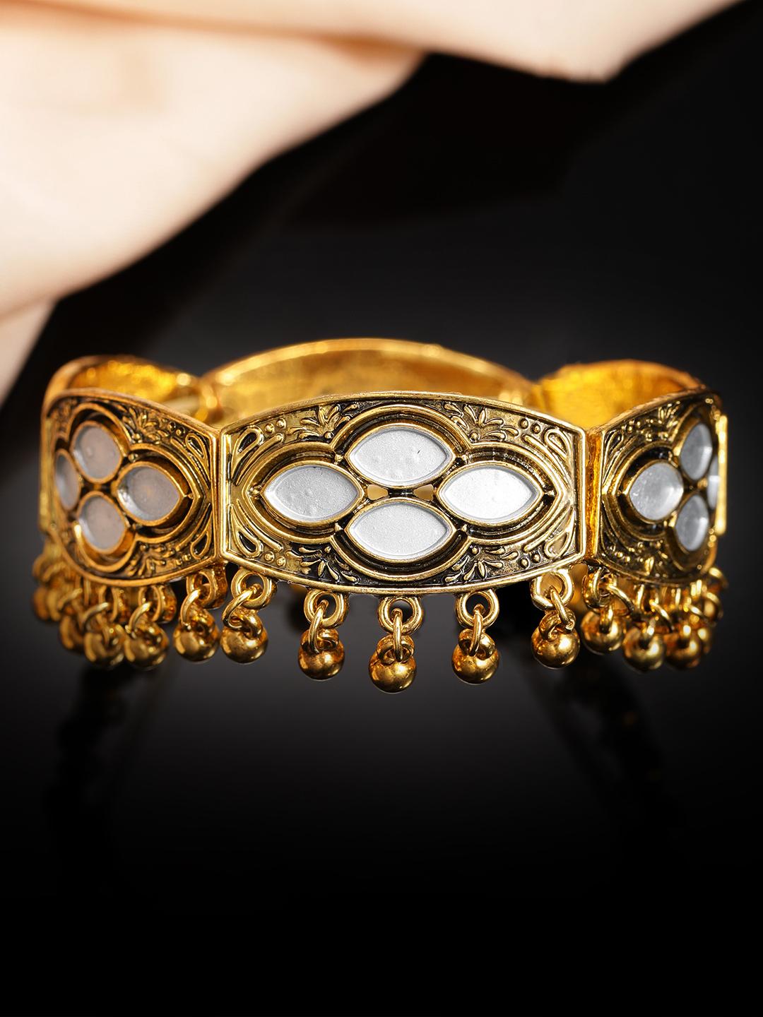 Buy Rubans Gold Plated Handcrafted Elasticated Mirrored Bracelet ...