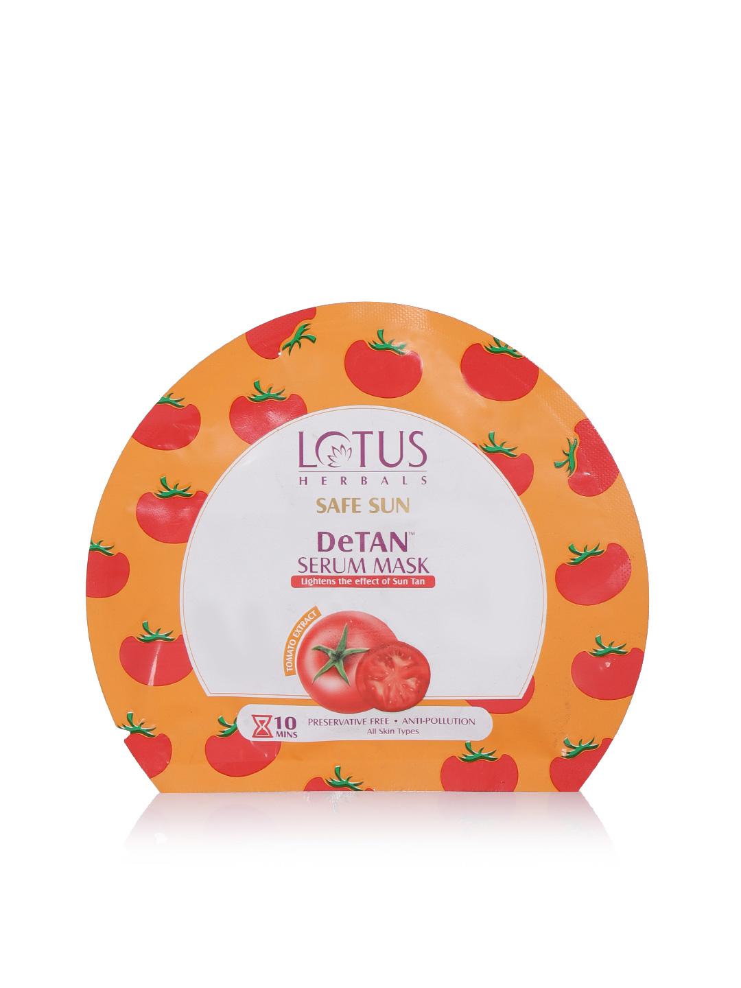 Buy Lotus Herbals Unisex Safe Sun Tomato Extract DeTAN Serum Sheet Mask ...