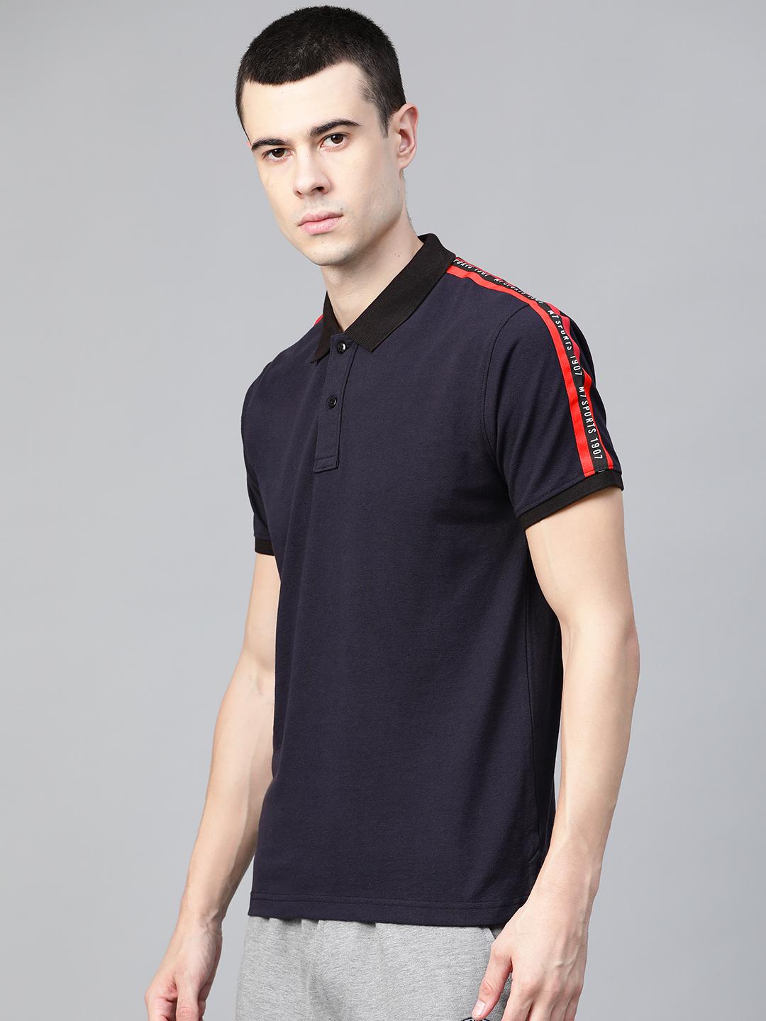 Buy M7 By Metronaut Men Navy Blue Solid Polo Collar T Shirt - Tshirts ...