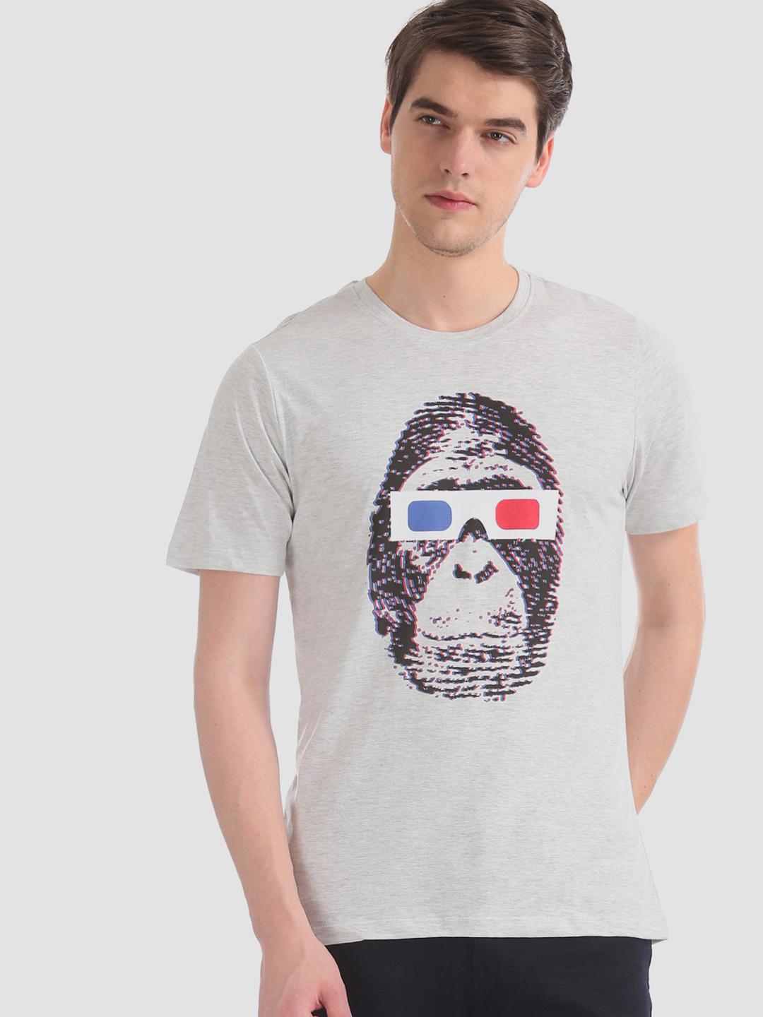 Buy Colt Men Grey Printed Round Neck Pure Cotton T Shirt - Tshirts for ...