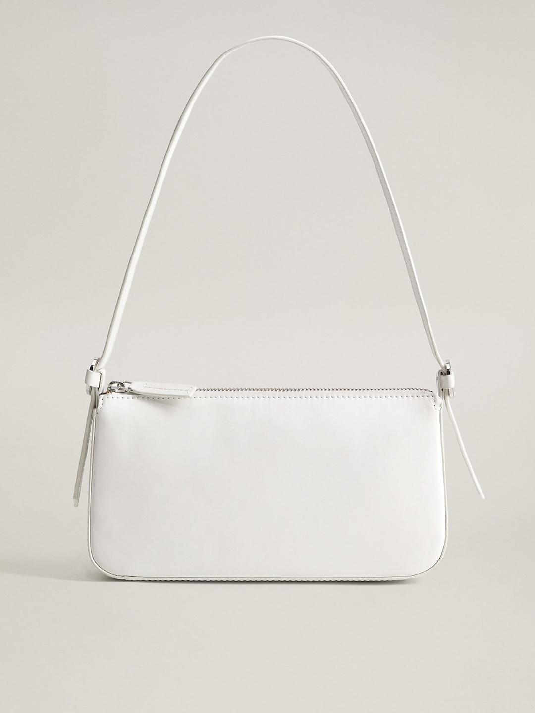 Buy MANGO Women White Solid Leather Shoulder Bag - Handbags for Women ...