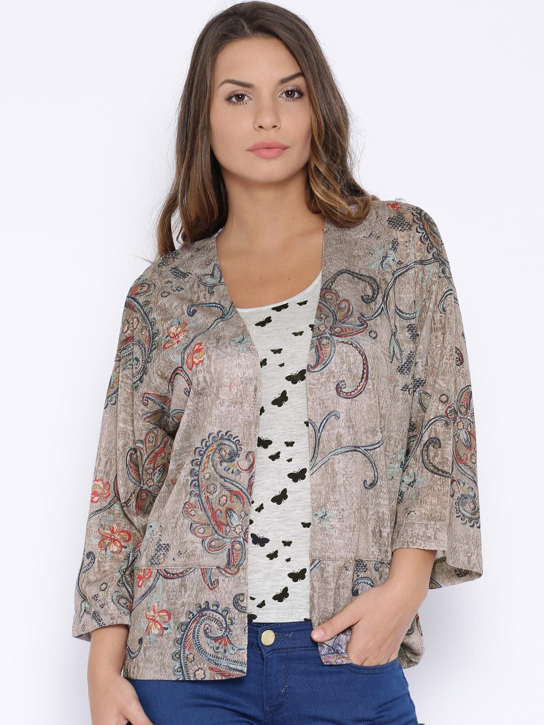 Buy ONLY Taupe Printed Shrug - Shrug for Women 1187158 | Myntra