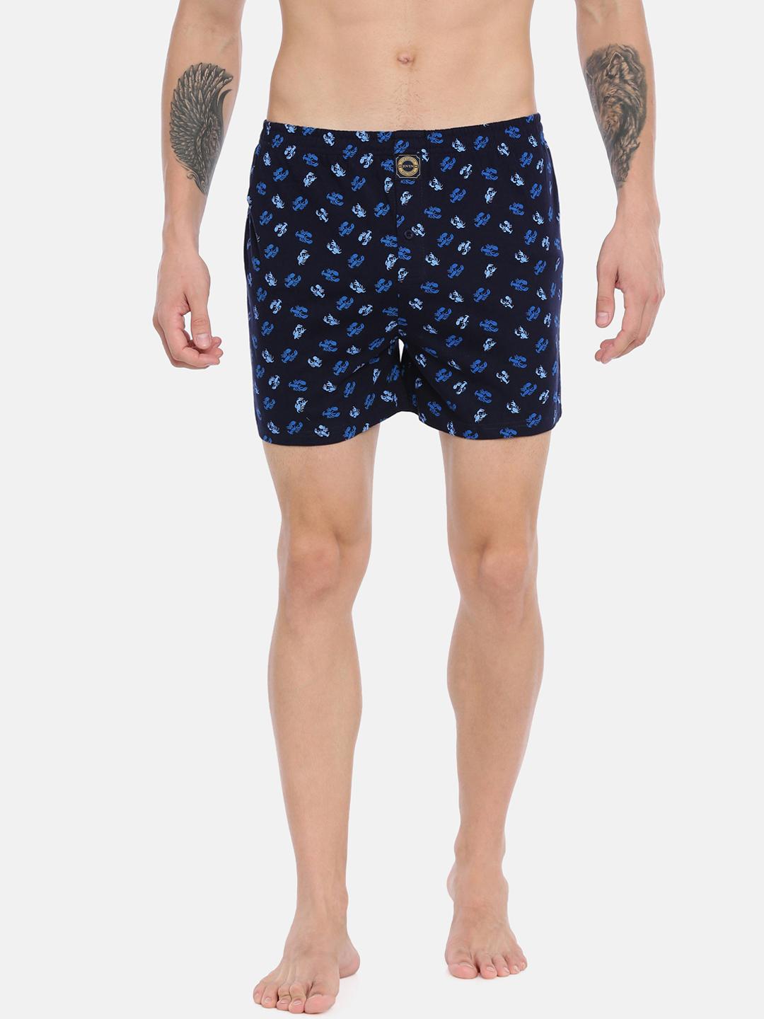 Buy Joven Men Navy Blue Printed Pure Cotton Boxers JB1K N SC - Boxers ...