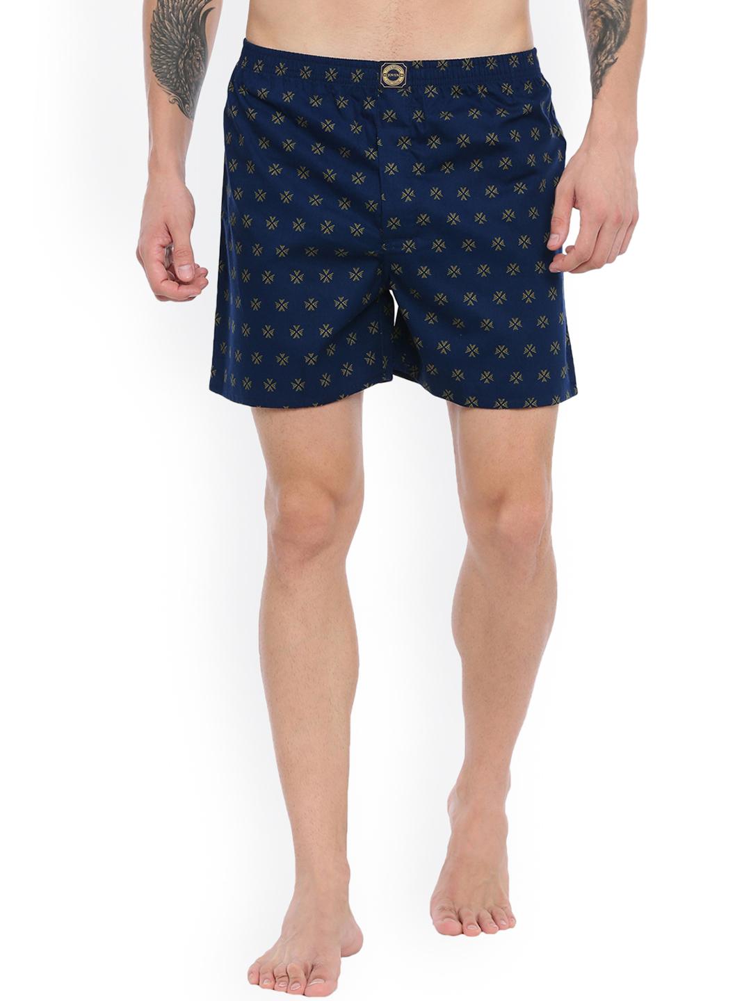 Buy Joven Men Navy Blue Printed Pure Cotton Boxers JB1P VV - Boxers for ...
