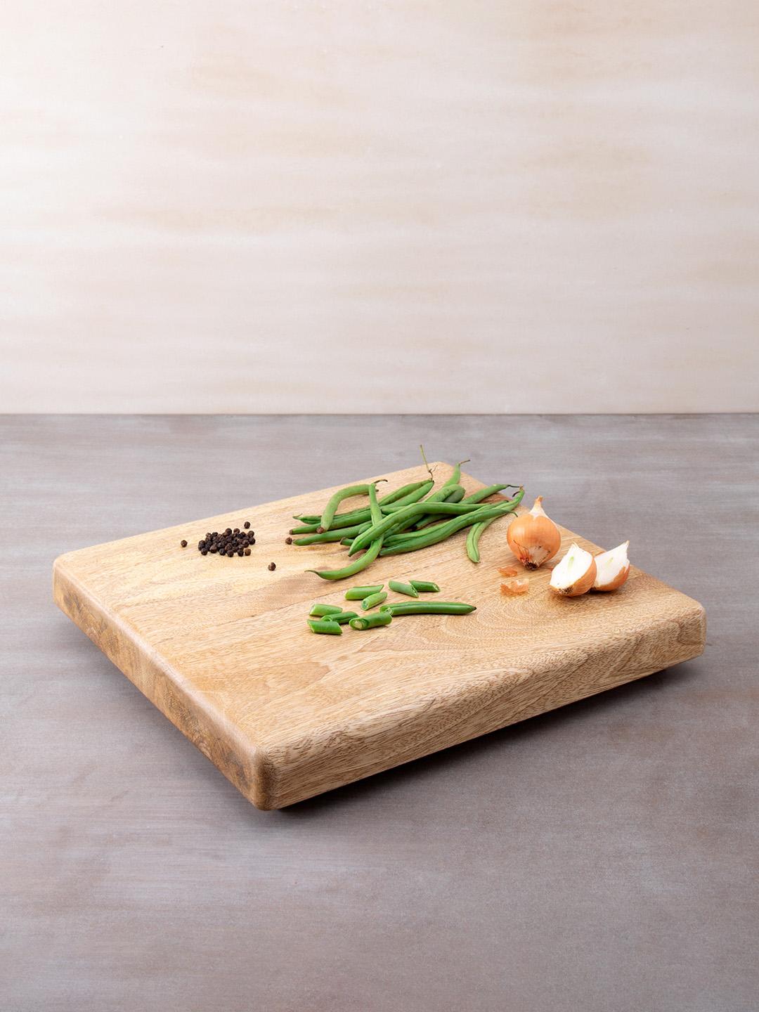 Buy Ellementry Brown Solid Wooden Square Chopping Board - Chopping ...