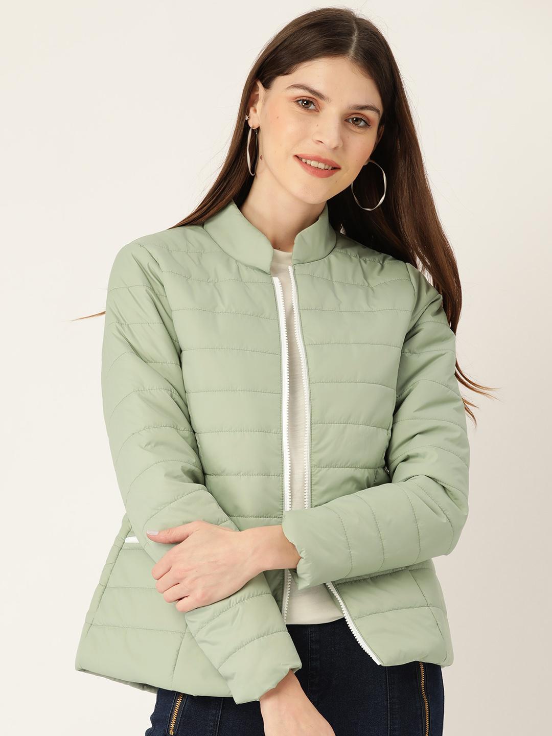 Buy DressBerry Women Sea Green Solid Padded Jacket - Jackets for Women ...