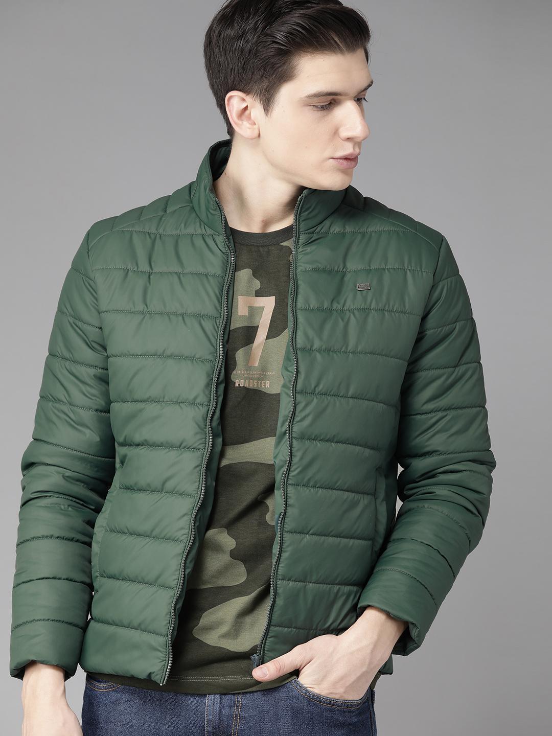 Buy Roadster Men Green Solid Padded Jacket - Jackets for Men 11970188 | Myntra