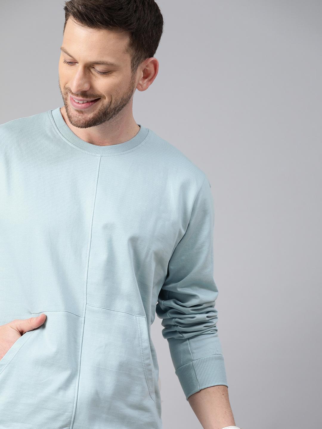 Buy Mast & Harbour Men Blue Solid Sweatshirt - Sweatshirts for Men ...