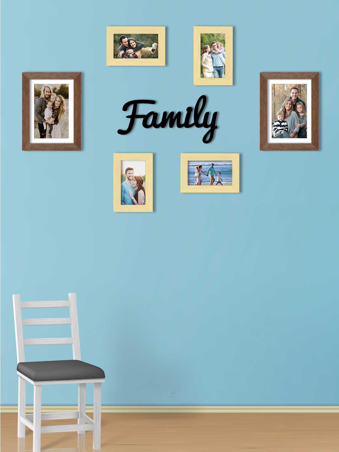 Buy Art Street Set Of 6 Brown & Beige Solid Individual Wall Photo ...