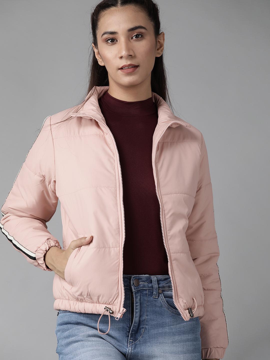 Buy Roadster Women Pink Solid Padded Jacket - Jackets for Women ...