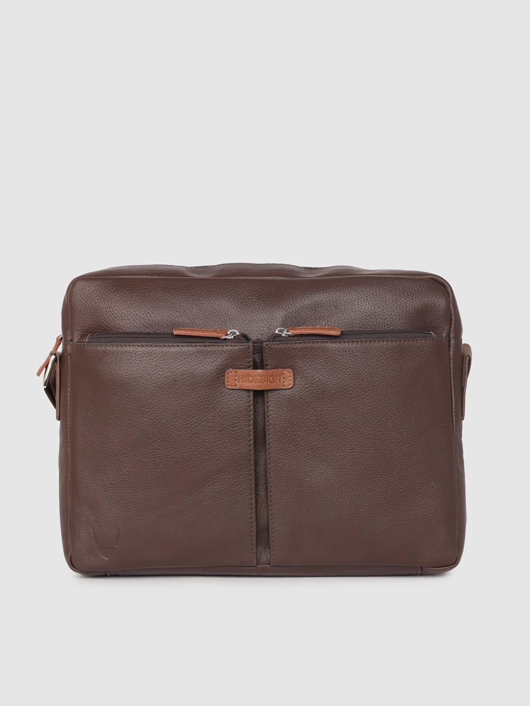 Buy Hidesign Solid Leather Structured Adjustable Strap Laptop Bag 14 ...