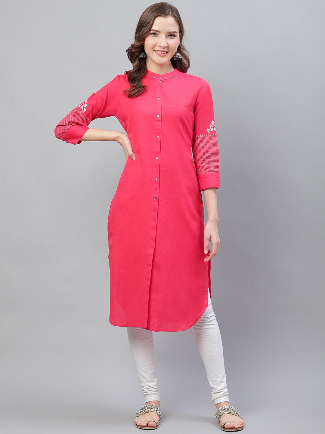Buy AHIKA Women Pink Solid Straight Kurta - Kurtas for Women 12142724 ...