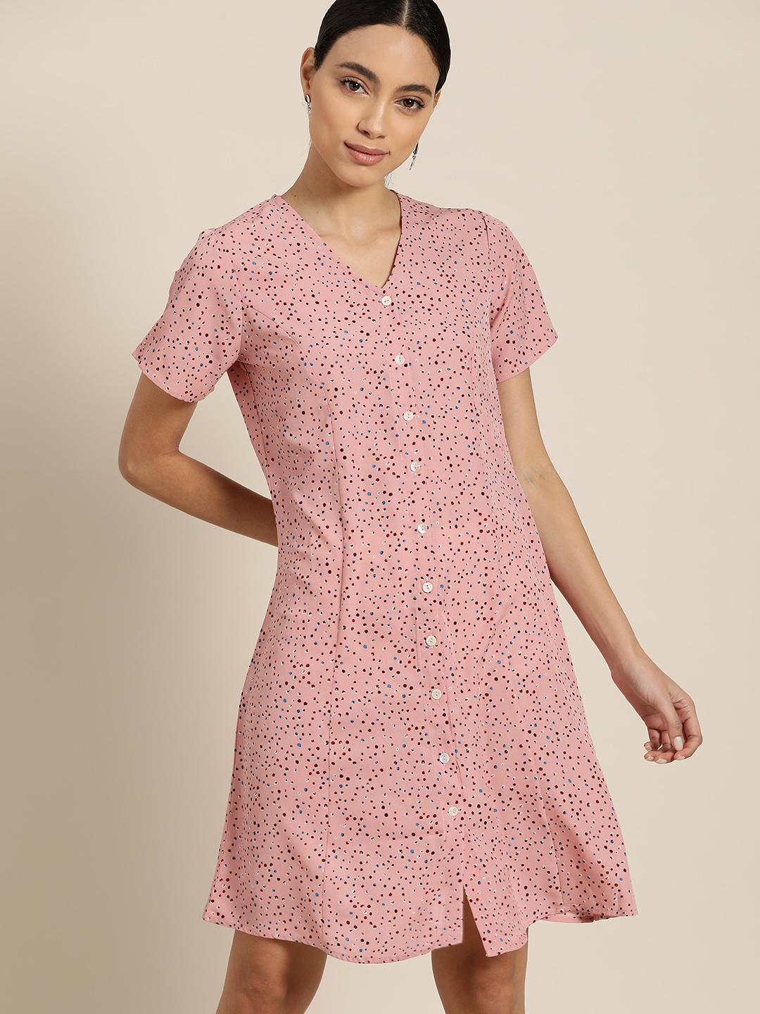 Buy Her By Invictus Women Pink Printed A Line Dress - Dresses for Women ...