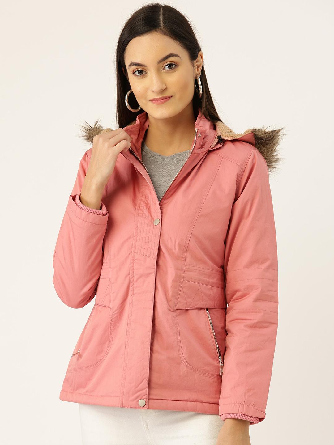 Buy Monte Carlo Women Pink Solid Hooded Parka Jacket - Jackets for ...