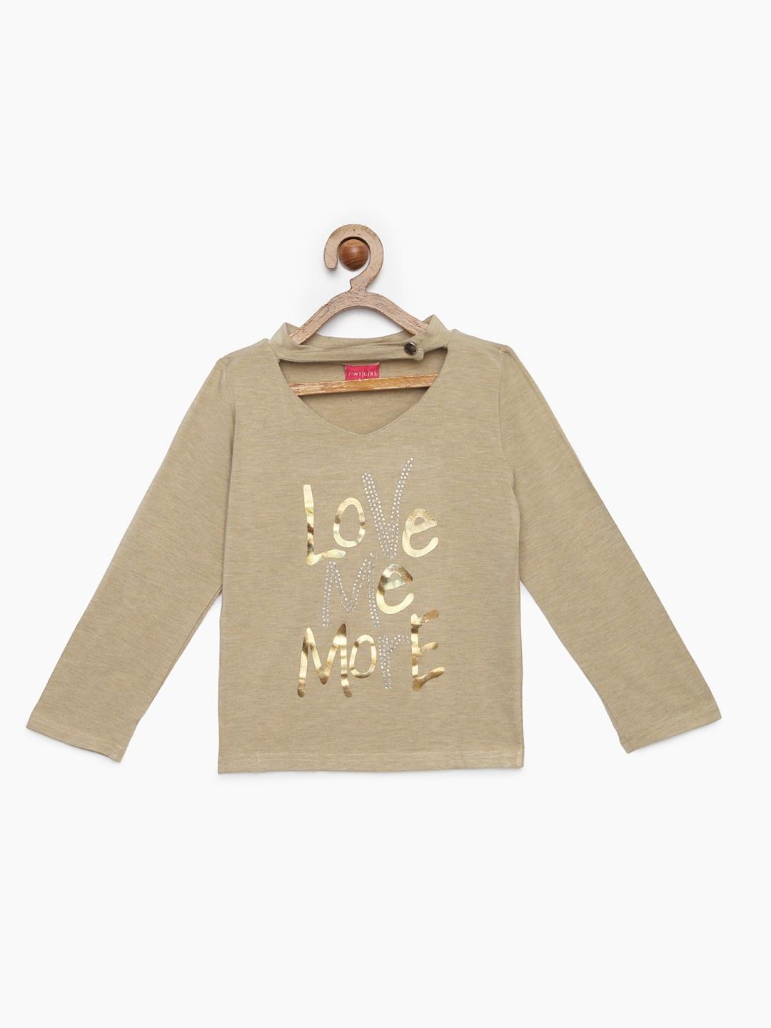 Buy Tiny Girl Light Brown Printed Top - Tops for Girls 12271772 | Myntra