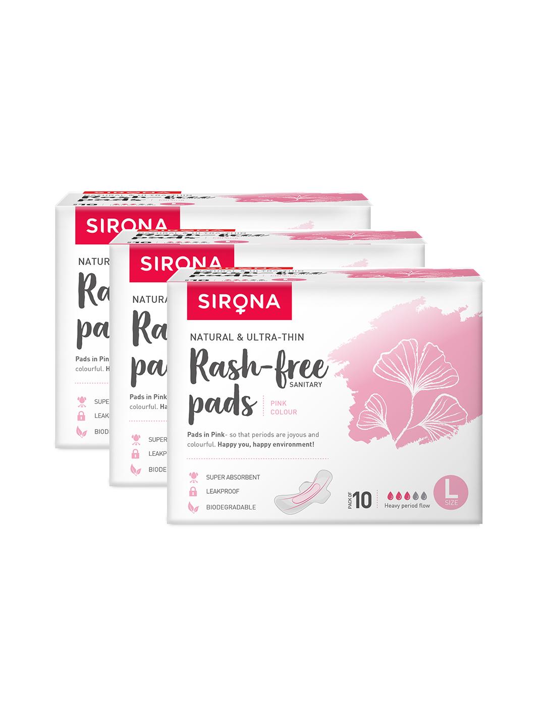Buy Sirona Pack Of 3 Natural Biodegradable Super Soft Pink Sanitary ...