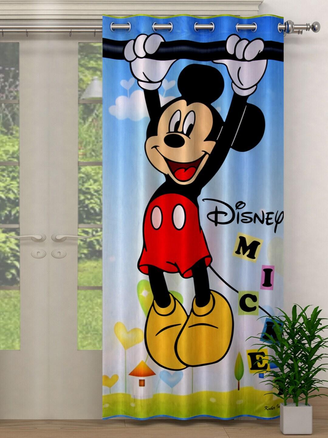 Buy Kuber Industries Blue & Red Disney Mickey Print Single Door Curtain ...