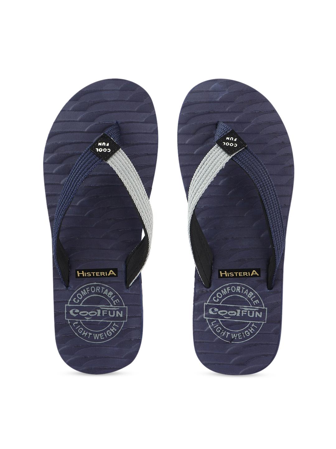 Buy Histeria Men Navy Blue Solid Thong Flip Flops - Flip Flops for Men ...