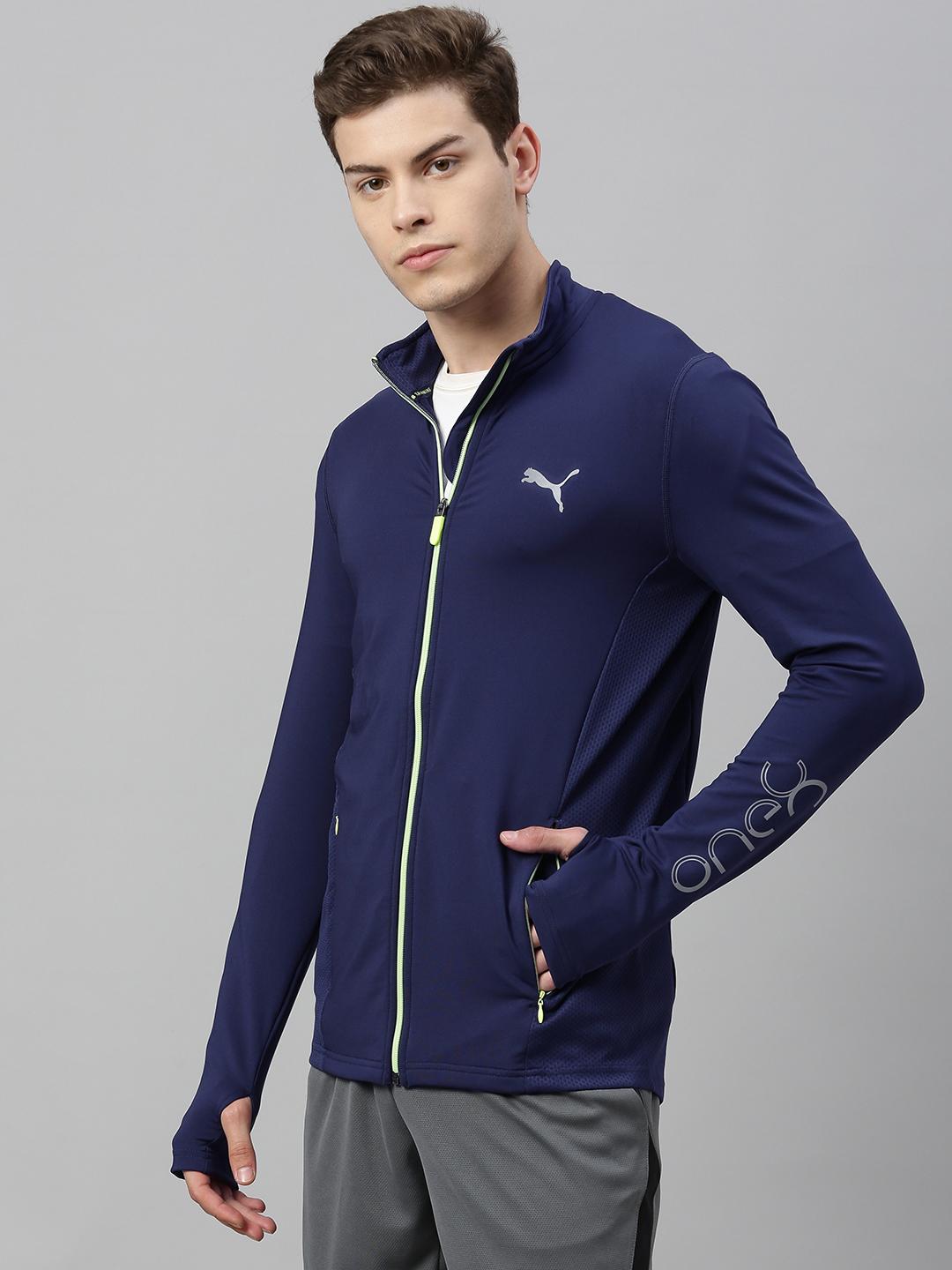 Buy Puma Men Navy Blue Solid VK Ms Active Full Zip Sporty Track Jacket ...