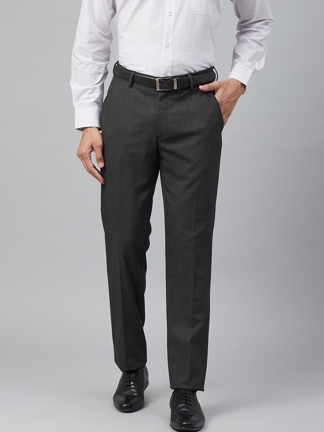 Buy Men Slim Fit ELASTICA Comfort Stretch Checks Formal Trouser ...