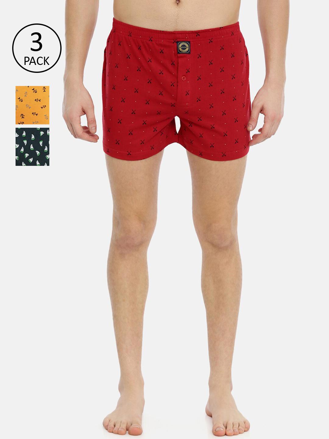 Buy Joven Men Pack Of 3 Printed Pure Cotton Boxers - Boxers for Men ...
