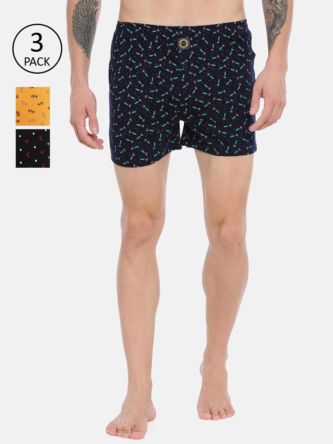 Buy Joven Men Pack Of 3 Printed Pure Cotton Boxers - Boxers for Men ...