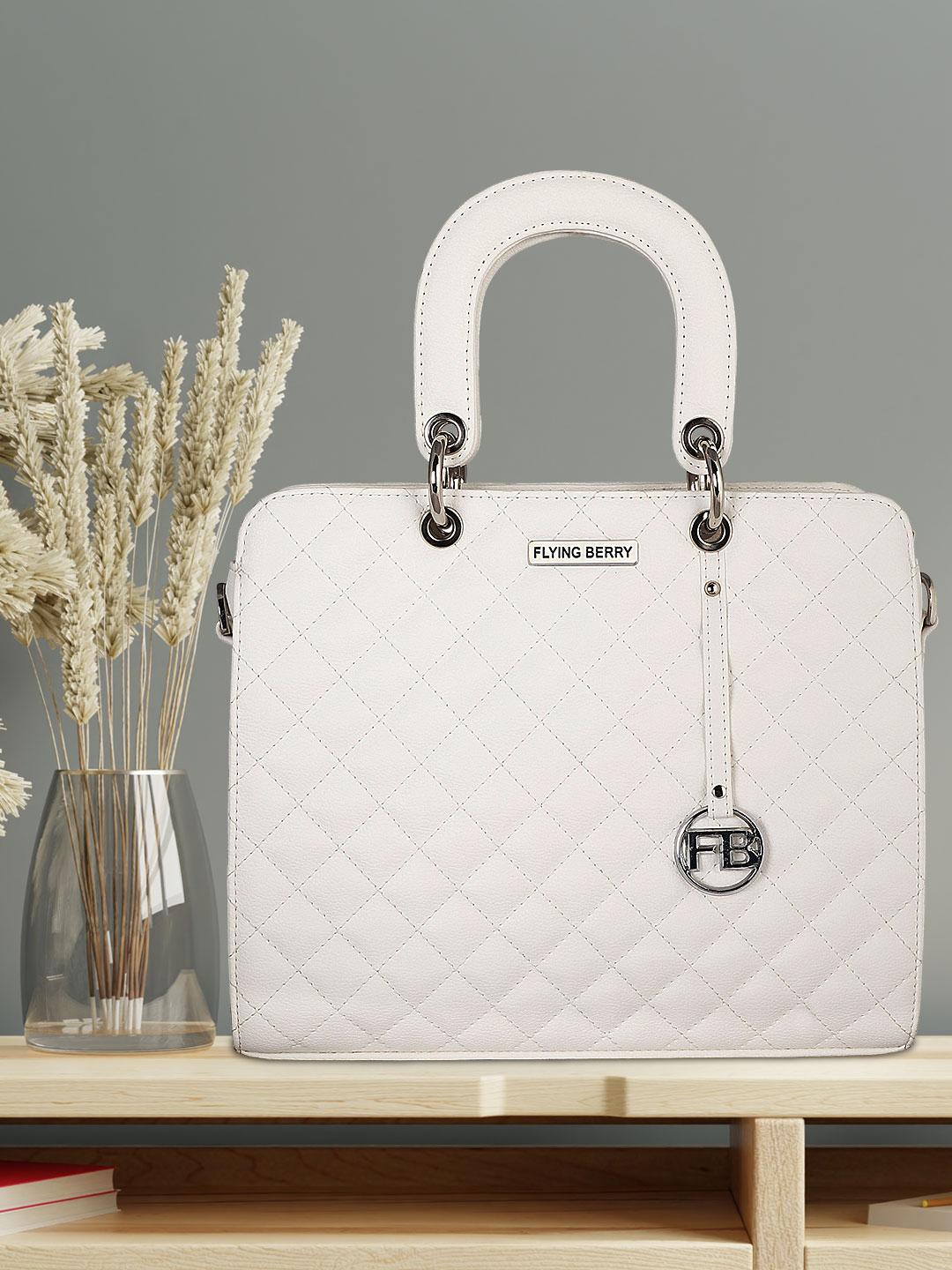 Buy FLYING BERRY White Solid Handheld Bag - Handbags for Women 12458590 ...