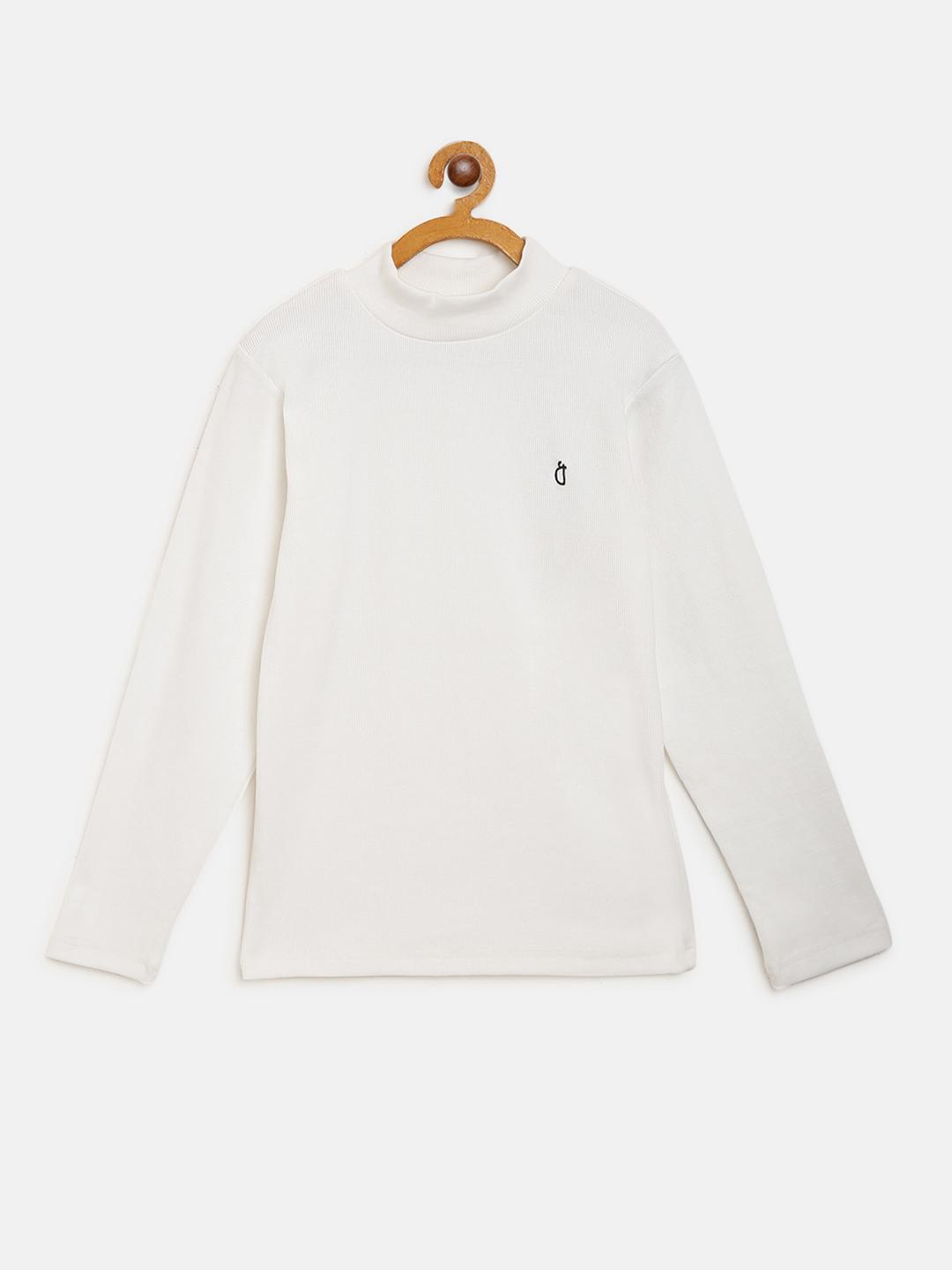 Buy Gini And Jony Girls White Ribbed Skivvy Pure Cotton Top - Tops for ...