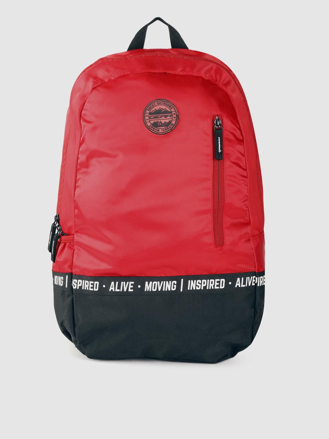 Buy Gear Unisex Red & Black Colourblocked 18 Inch Laptop Backpack ...
