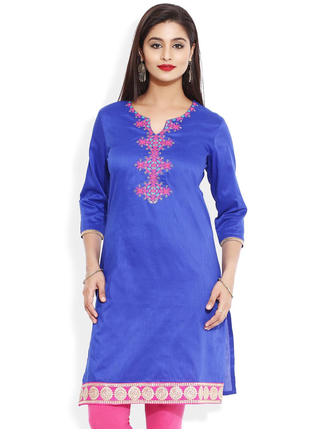 Buy Mytri Blue Kurta - Kurtas for Women 1263079 | Myntra