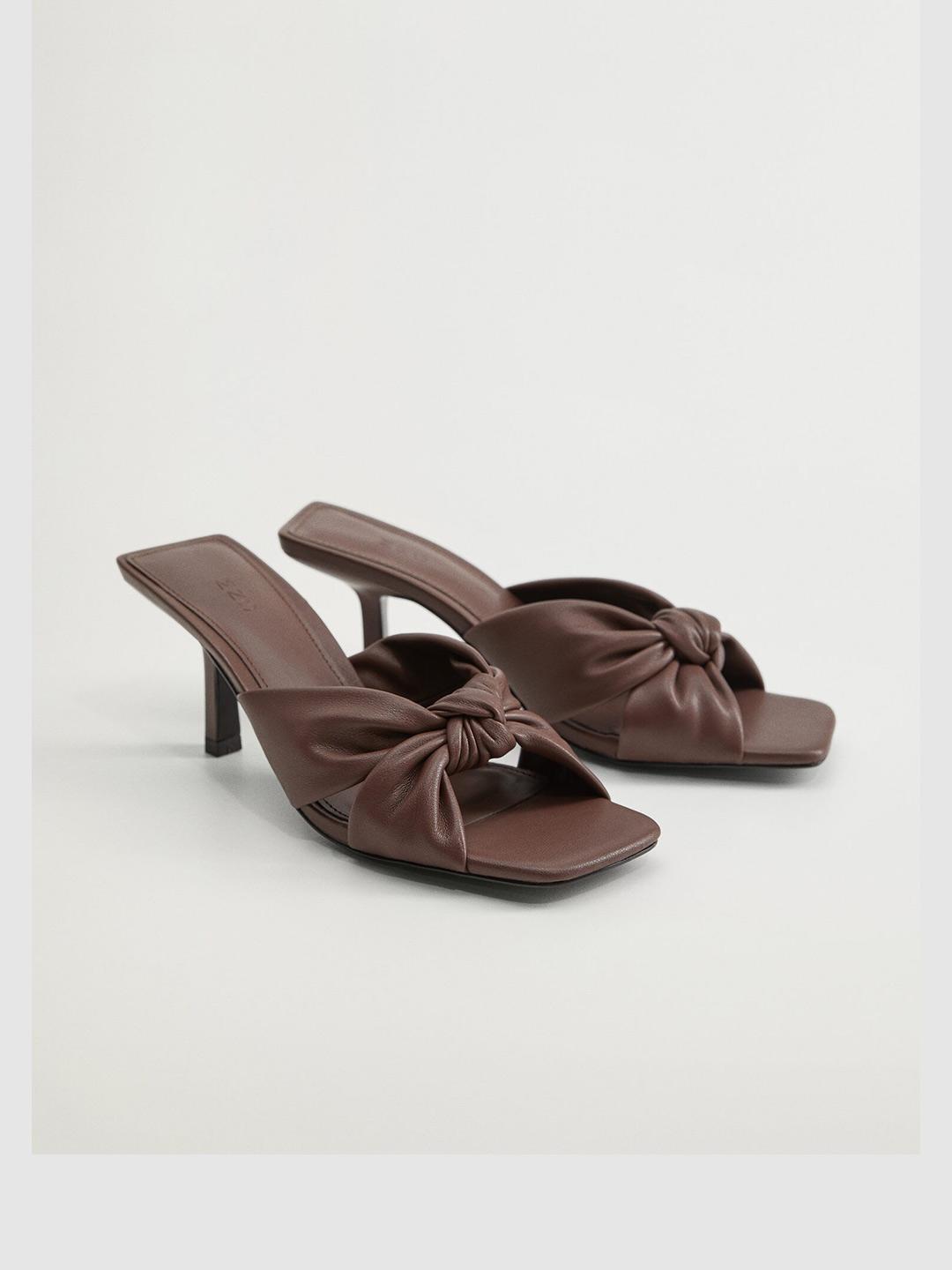 Buy MANGO Women Brown Bow Detail Slim Heels - Heels for Women 12676760 ...