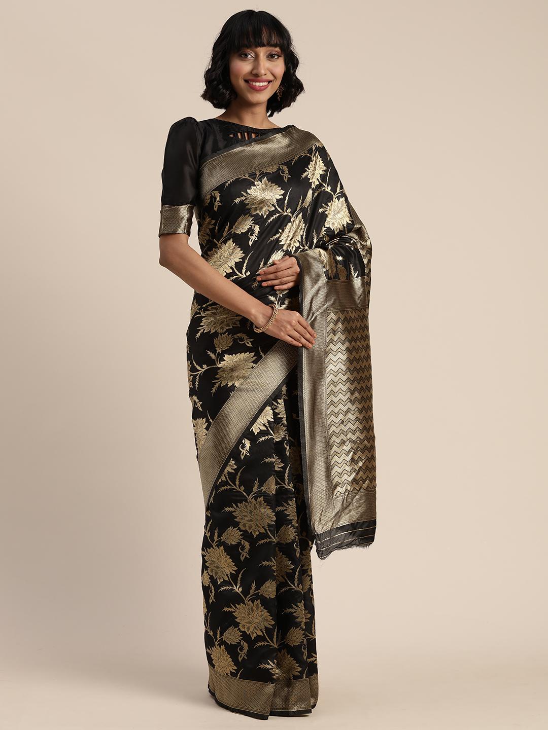 Buy KALINI Black Embellished Saree - Sarees for Women 12678776 | Myntra