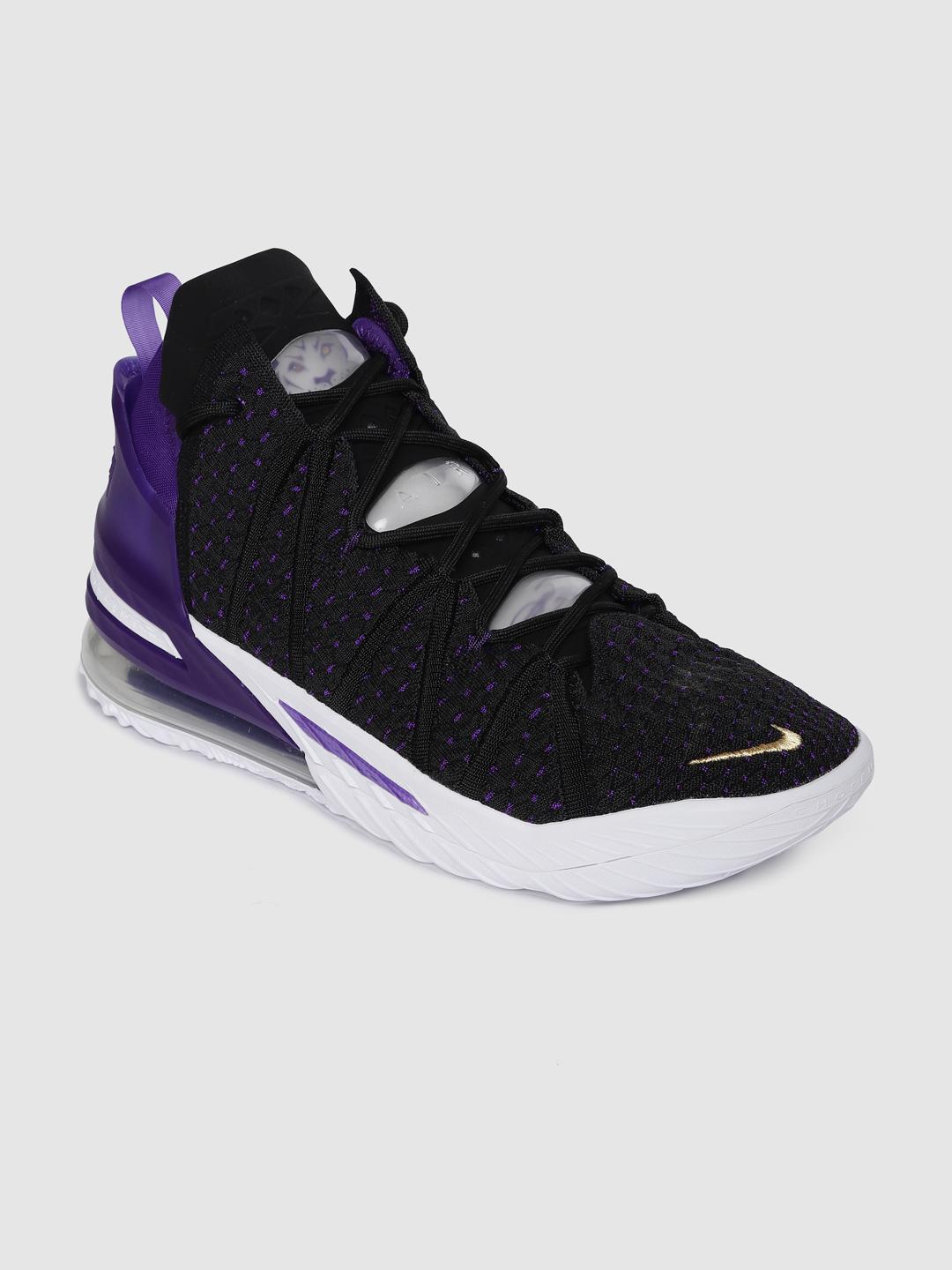 Buy Nike Unisex Black LEBRON XVIII Mid Top Basketball Shoes - Sports ...