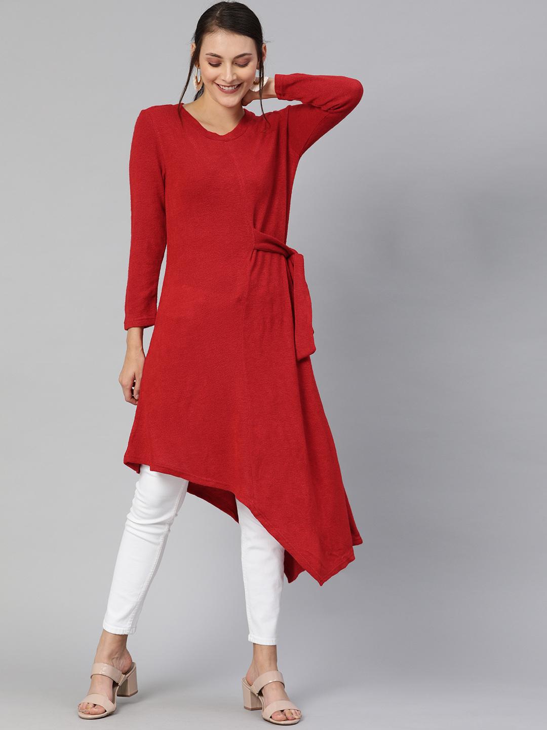 Buy Global Desi Women Red Acrylic Tunic - Tunics for Women 12781944 ...