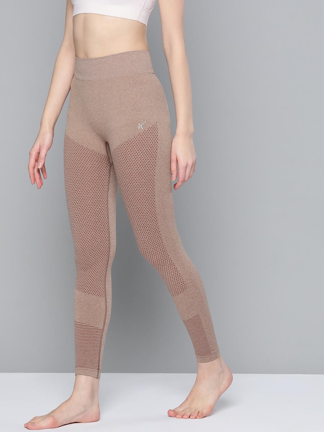 Buy HRX By Hrithik Roshan Women Mauve Self Design Yoga Tights - Tights ...