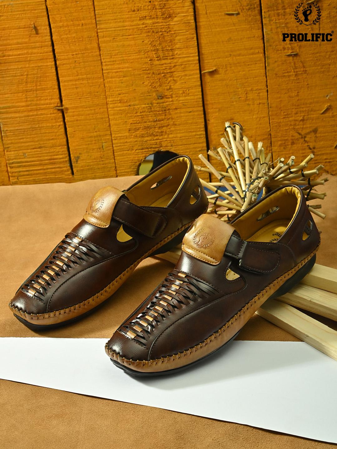 Buy Prolific Men Brown Solid Shoe Style Sandals - Sandals for Men ...