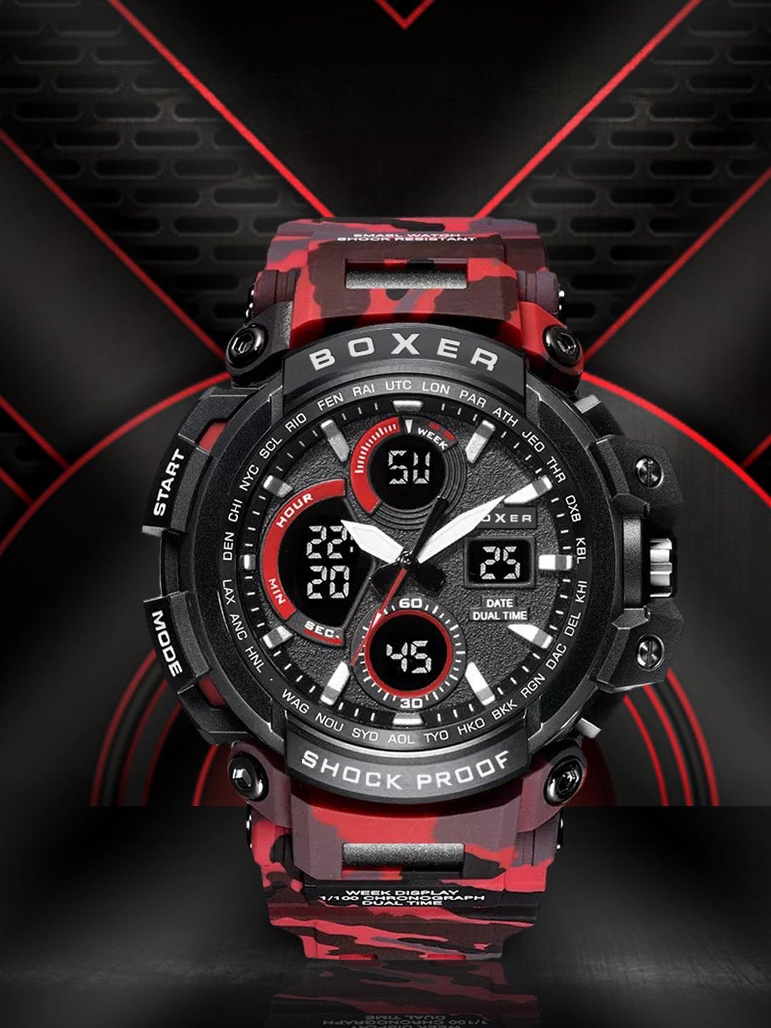 Buy BOXER Men Black & Red Analogue And Digital Watch BG00180 - Watches ...