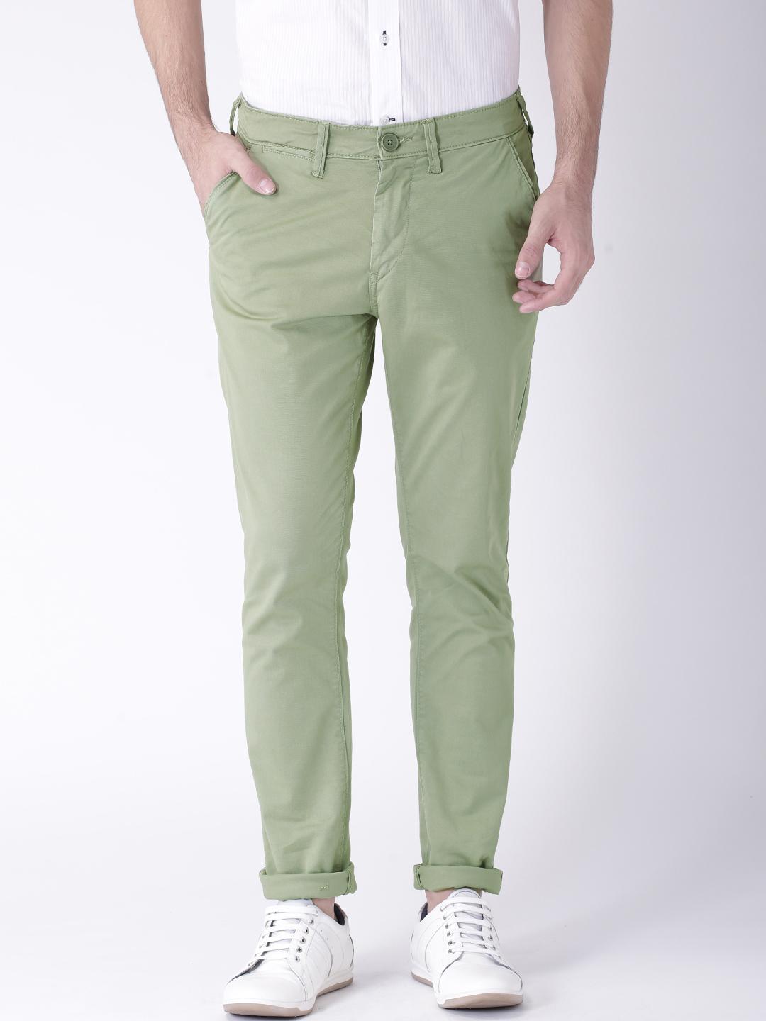 Buy Moda Rapido Green Slim Trousers - Trousers for Men 1295381 | Myntra