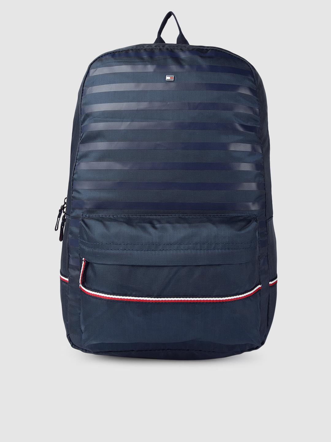 Buy Tommy Hilfiger Unisex Navy Blue Striped Backpack - Backpacks for ...
