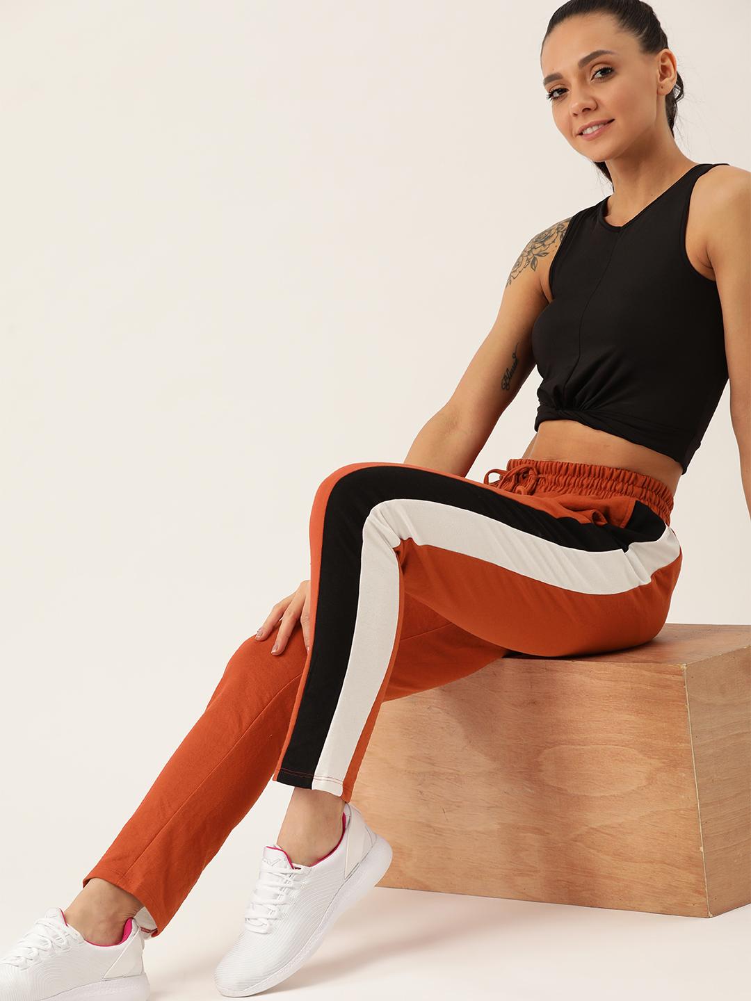 Buy DressBerry Women Rust Orange Solid Cropped Track Pants - Track ...
