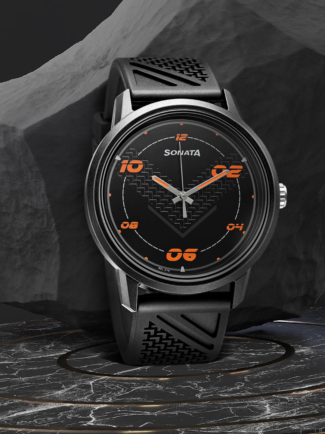 Buy Sonata Quartz Analog With Black Dial Watch For Men Nt77085pp12w ...