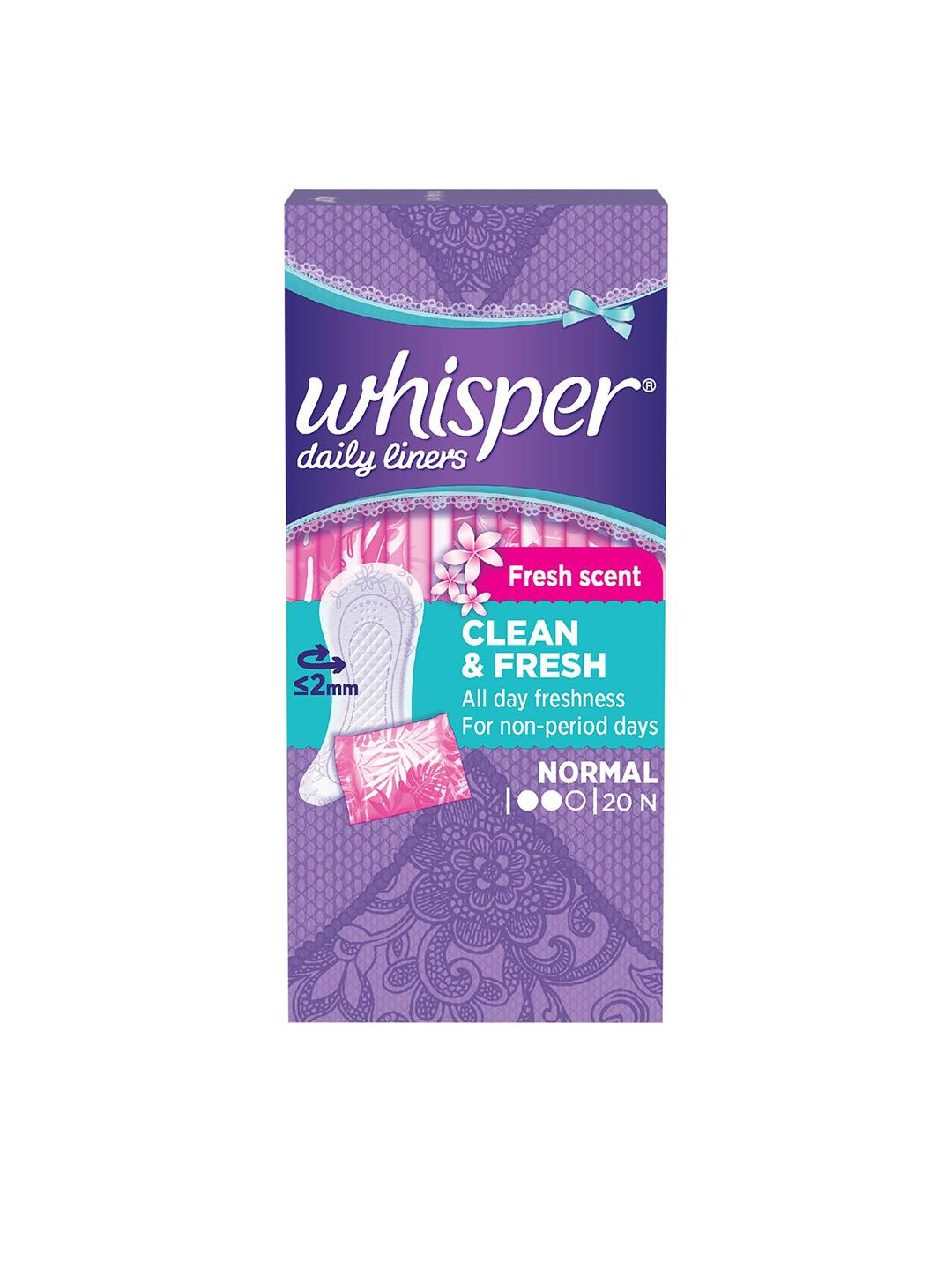 Buy Whisper Clean & Fresh Normal Scented Daily Liners 20 Pads ...