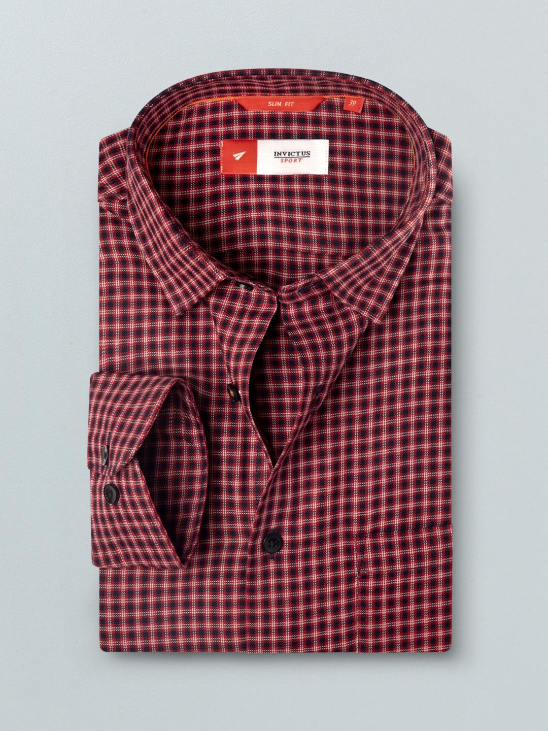 Buy INVICTUS Men Red & Black Slim Fit Checked Casual Shirt - Shirts for ...