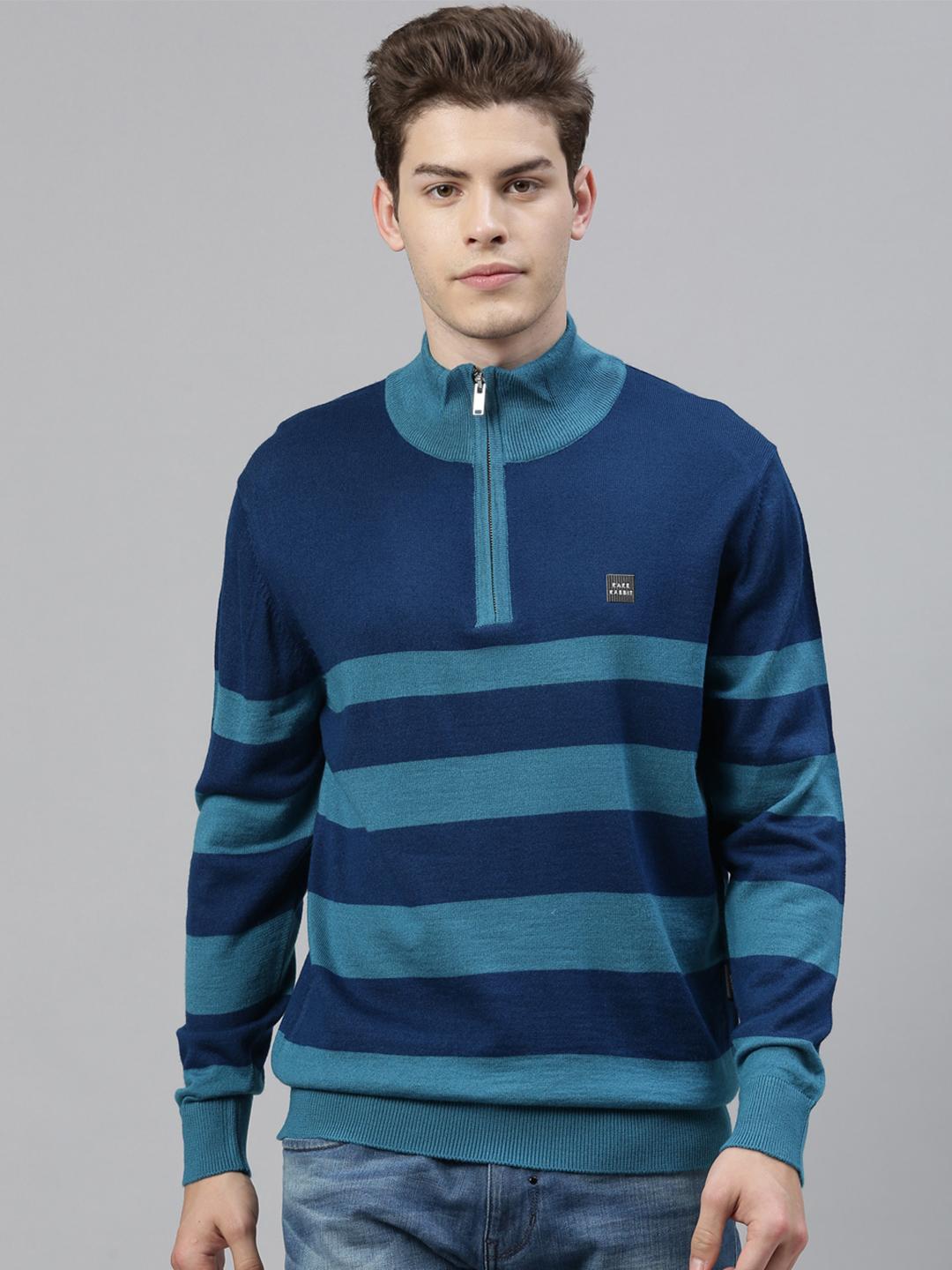 Buy RARE RABBIT Men Blue Striped Sweater - Sweaters for Men 13400548 ...