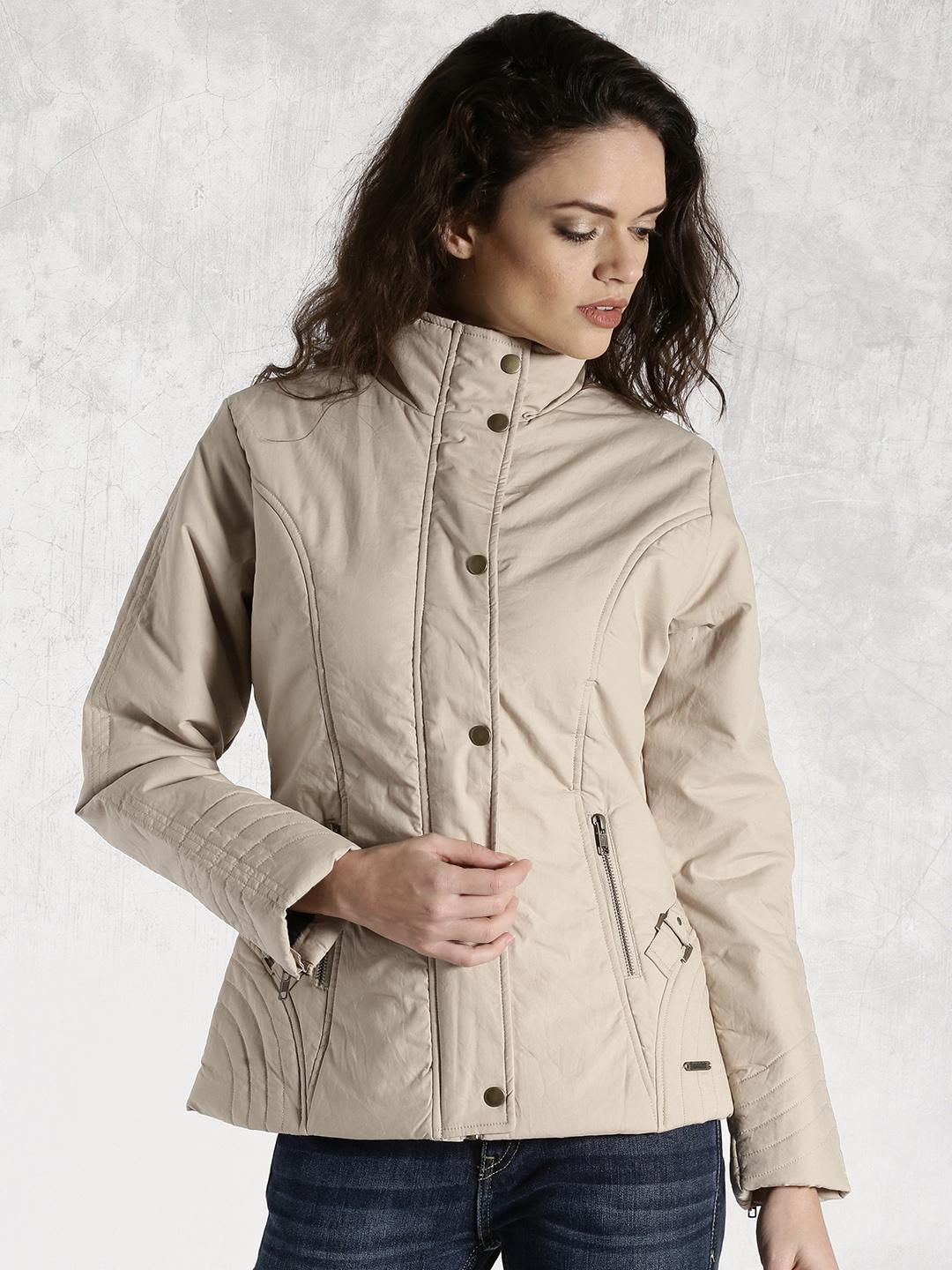 Buy Roadster Beige Padded Jacket - Jackets for Women 1343404 | Myntra