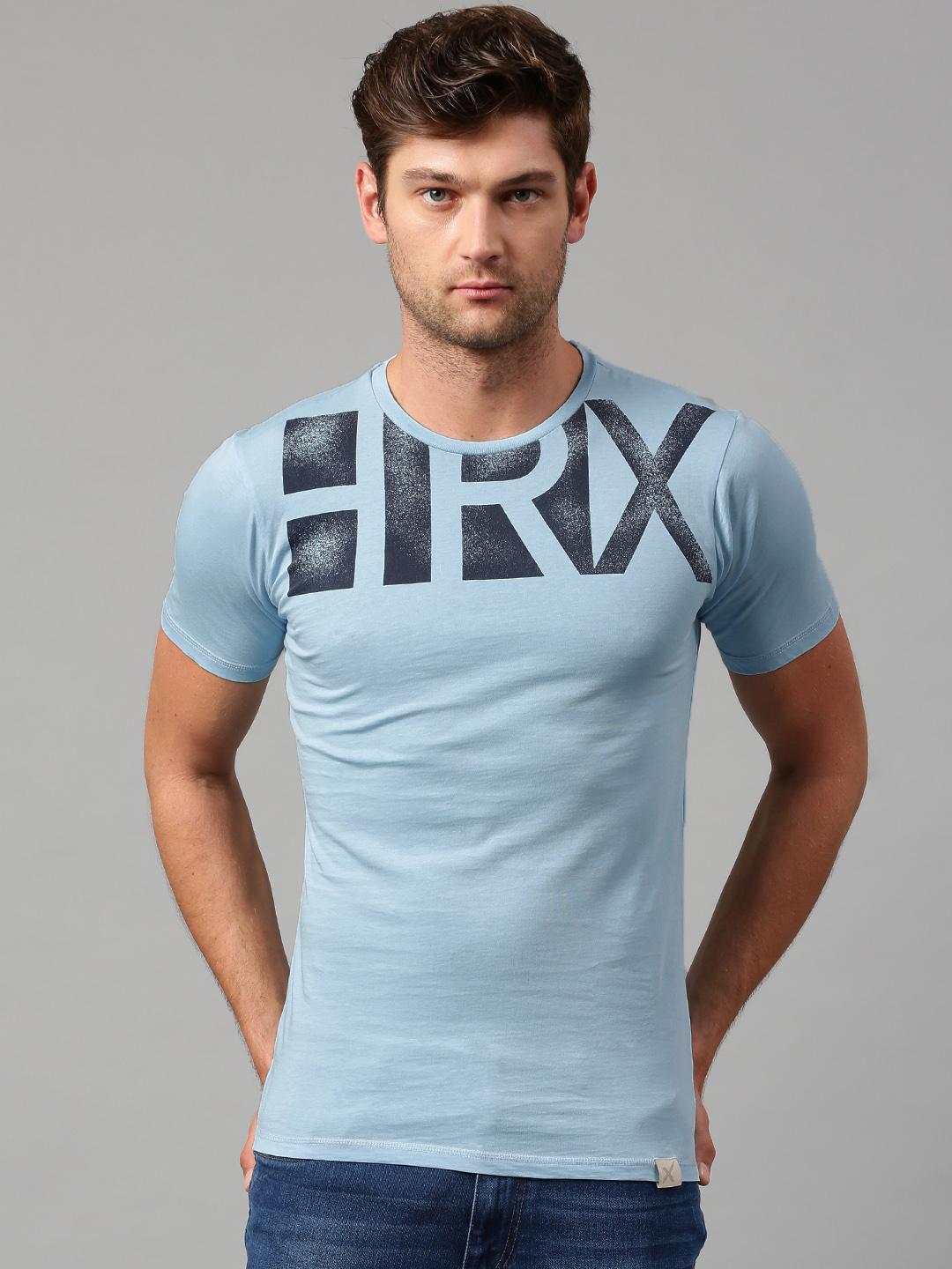 Buy HRX By Hrithik Roshan Blue Printed Pure Cotton T Shirt - Tshirts ...