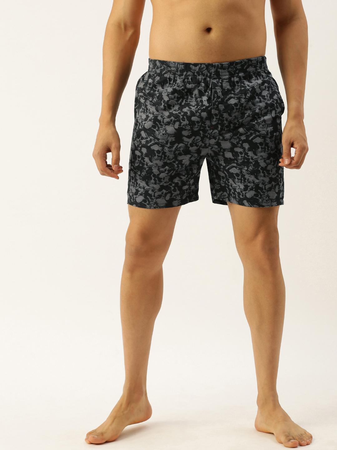 Buy The Indian Garage Co Men Black & Grey Printed Boxers 0620 BXR05 13 ...