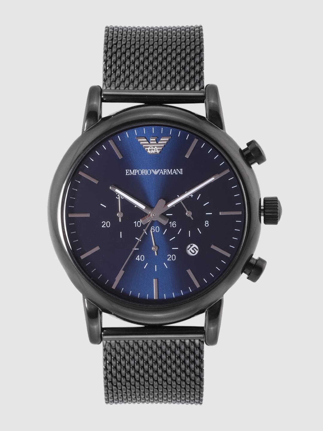 Buy Emporio Armani Men Navy Blue Luigi Chronograph Analogue Watch ...