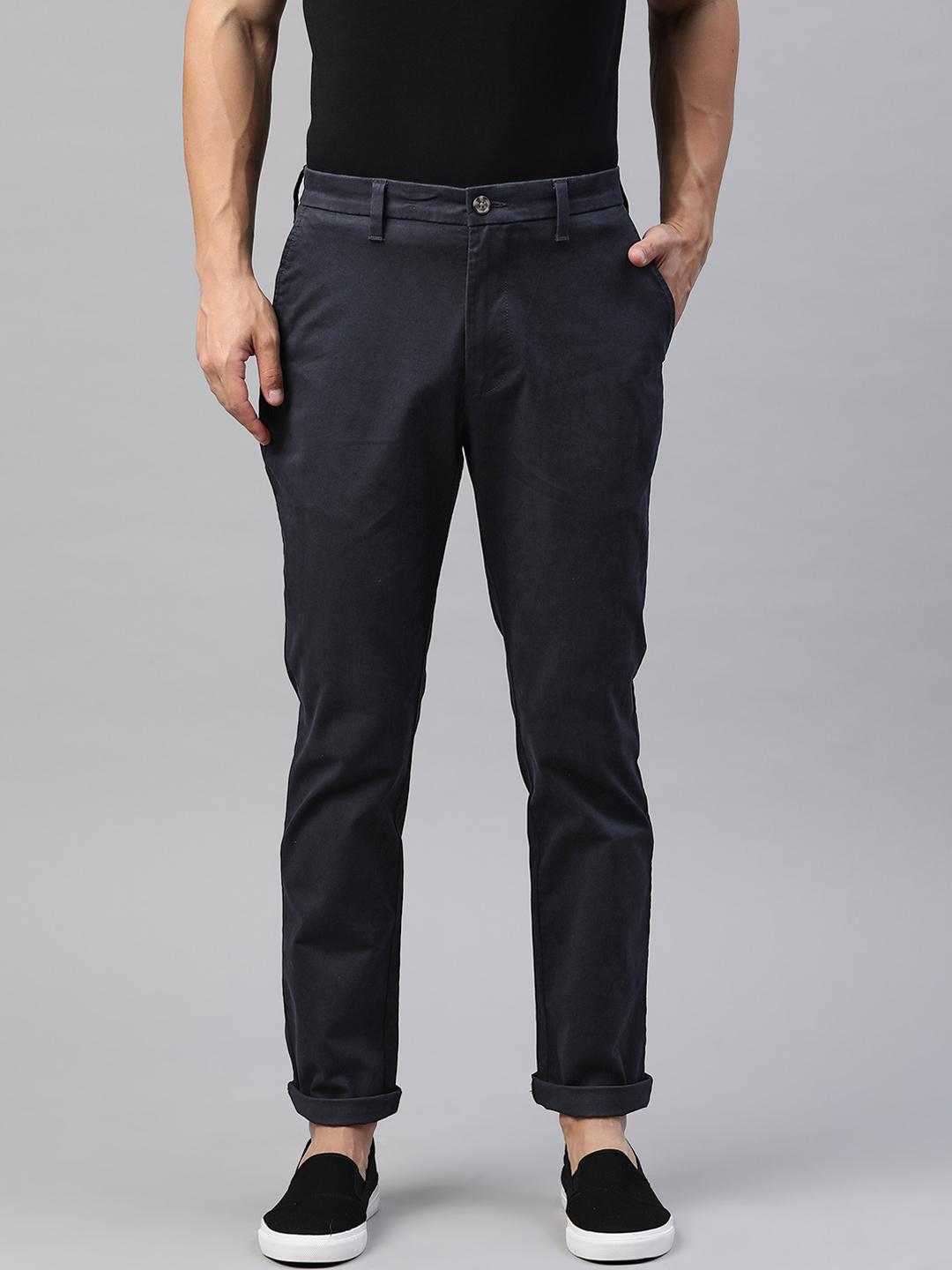 Buy Marks & Spencer Men Navy Slim Fit Solid Chinos - Trousers for Men ...